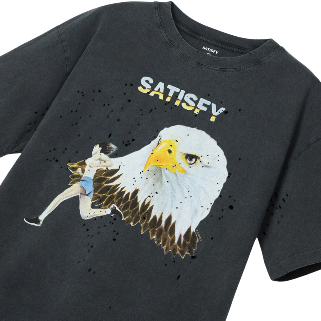 Satisfy MothTech™ T-Shirt | Aged Black EAGLE | KIT Athletic – KitAthletic